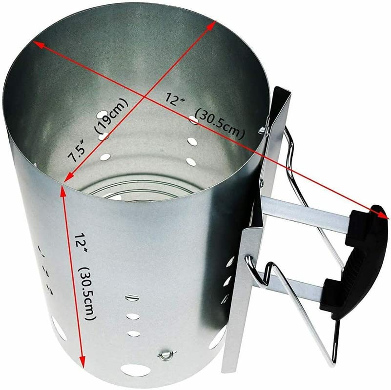 Chimney Starter for Charcoal Grills - Galvanized Iron Charcoal Chimney Starter - Charcoal Starter with Plastic Handle - Coal Starter - Charcoal Grill Accessory for BBQ Grill