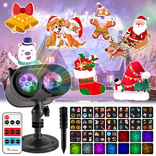 Projector Lights Decoration with Colorful Chaging Ocean Wave Outdoor for Xmas/Halloween/Party/House - 16 Pattern