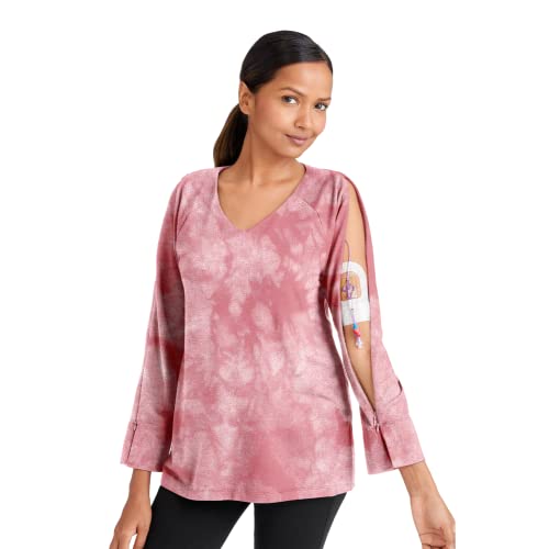 Care+Wear Arm Access Dialysis Shirts for Women β PICC Line Access Shirt with Two-Way Zipper for Easy Access (Pink Sky, L)