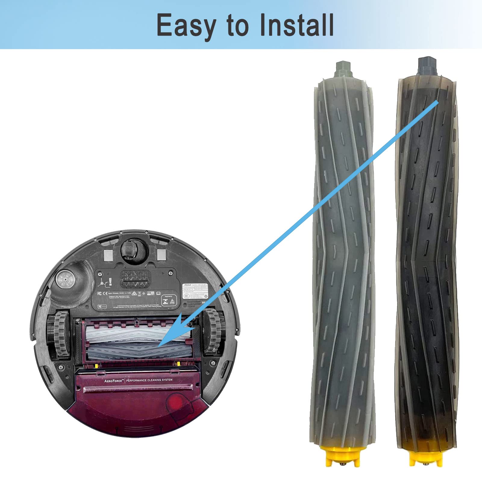 Replacement Parts Accessories for iRobot Roomba 800 900 Series 805 860 870 871 880 890 960 980 985 891 960 961 964 980 981 Vacuum 3 Sets Multi-Surface Rubber Brush Roller Replacement Parts