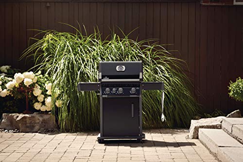 Napoleon Rogue XT 425 BBQ Grill, Black, Propane Gas - RXT425SIBPK-1 With Three Burners, Infrared Sear Station Side Burner, Barbecue Gas Cart, Folding Side shelves, Instant Failsafe Ignition
