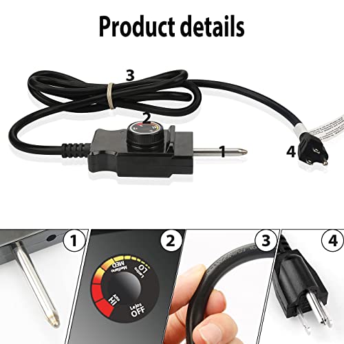 Unidanho Heating Element Replacement for Masterbuilt with Adjustable Thermostat Cord Controller, 1500 Watt Heating Element Replacement Part Compatible with Masterbuilt Smokers & Turkey Fryers