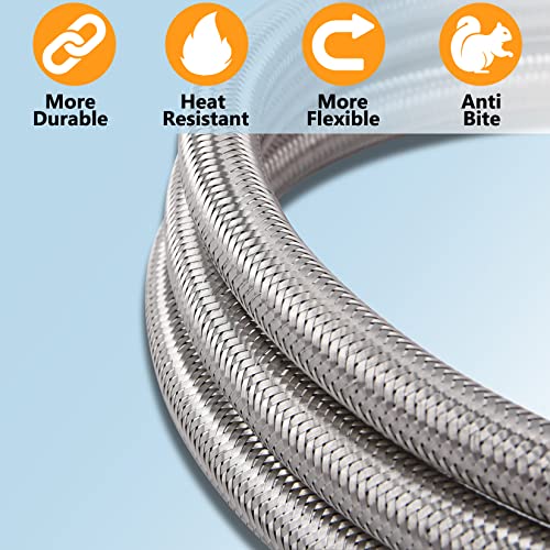 GasSaf 18inch RV Propane Pigtail Hose Stainless Steel Braid Connector with Type 1 Connection x 1/4 Inch Inverted Male Flare(2 PCS