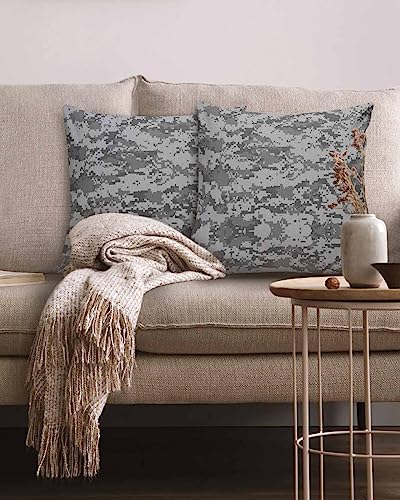 HELLOWINK Decorative Throw Pillow Covers 20x20 Set of 2 Cool Camo Linen Indoor Outdoor Pillow Covers for Couch Sofa Gray White Soft Double-Sided Cushion Covers Cases for Home Decor