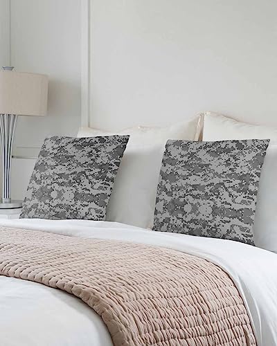 HELLOWINK Decorative Throw Pillow Covers 20x20 Set of 2 Cool Camo Linen Indoor Outdoor Pillow Covers for Couch Sofa Gray White Soft Double-Sided Cushion Covers Cases for Home Decor