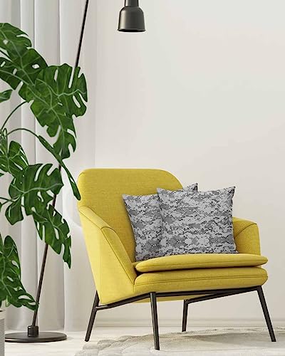 HELLOWINK Decorative Throw Pillow Covers 20x20 Set of 2 Cool Camo Linen Indoor Outdoor Pillow Covers for Couch Sofa Gray White Soft Double-Sided Cushion Covers Cases for Home Decor