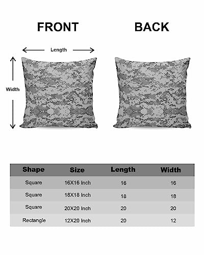 HELLOWINK Decorative Throw Pillow Covers 20x20 Set of 2 Cool Camo Linen Indoor Outdoor Pillow Covers for Couch Sofa Gray White Soft Double-Sided Cushion Covers Cases for Home Decor