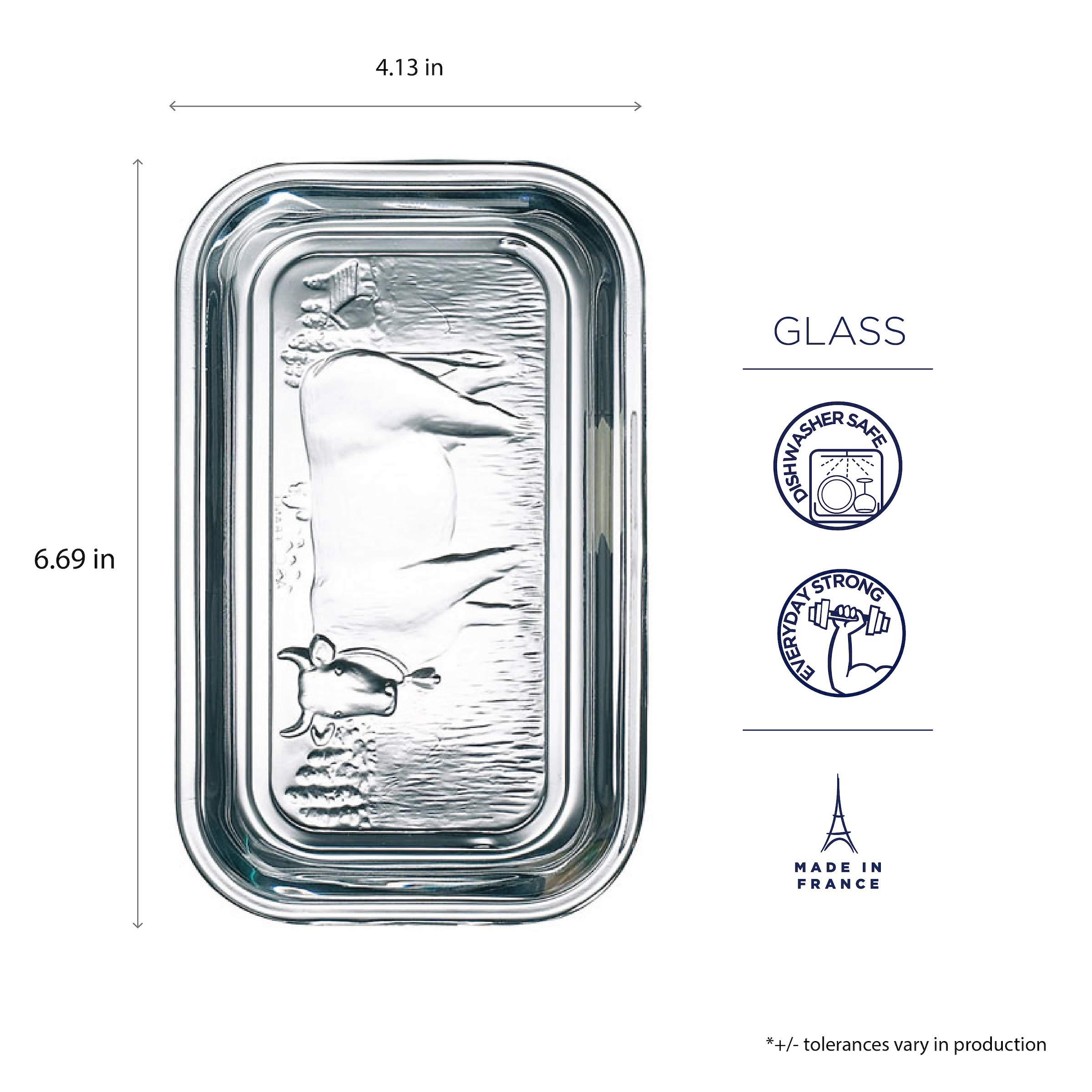 Arc International Luminarc Cow Butter Dish, 6-1/2-Inch by 2-3/4-Inch