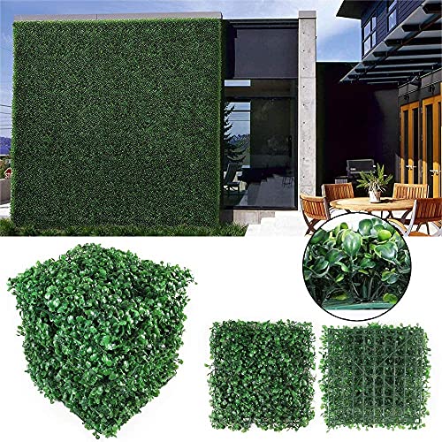 Boshen Pack of 10 PCS 10" x 10" Artificial Grass Green Wall Backdrop Panels 6.89 SQ Ft UV Protected Thickened Faux Boxwood Privacy Hedge Panels Decoration for Party Wedding Backyard Indoor Outdoor