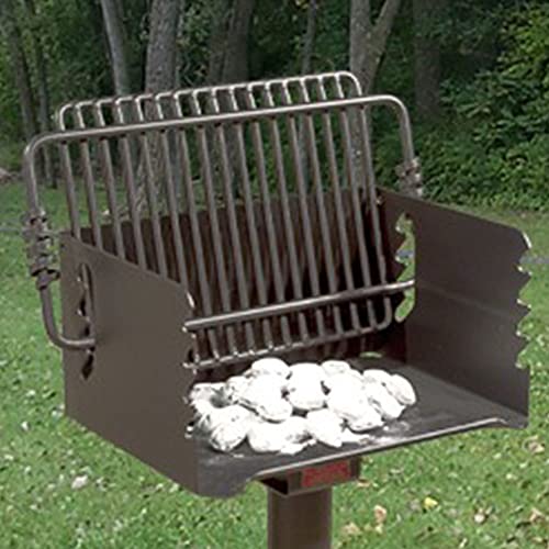 Pilot Rock Q-20 B2 Single Commercial Grade Embedded Reinforced 20 Inch Steel Park Style Swiveling Galvanized Charcoal Grill with Painted Finish, Black