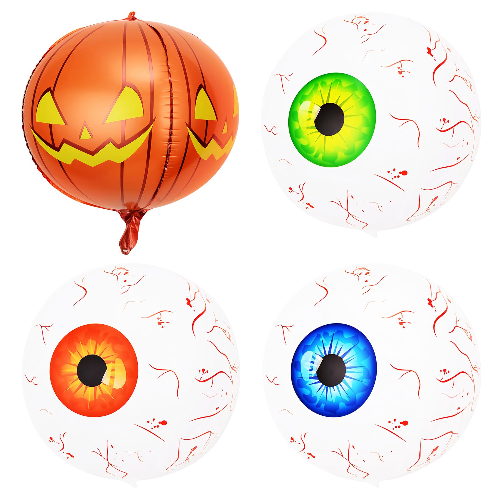 Mesen Halloween Eyeball Balloons - Pack of 4, Scary Plastic Balloon Props Bloodshot Eyeballs Indoor Outdoor Garden Halloween Decors for Lawn Party, Haunted House Decorations