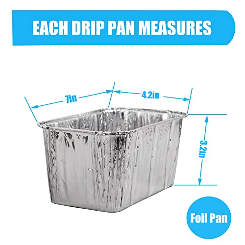 DONSIQIZZ 25 Pack Foil Drip Pan Liners for Char Griller 8128 8036 8536 Flat Iron Griddle Gas Grills, Compatible with CharGriller Flatiron Griddle Grease Cup Liners, Aluminum Pans Disposable 7" x 4.2"