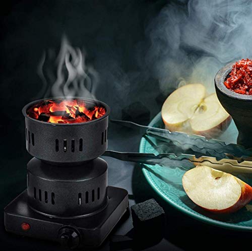 Multipurpose Charcoal Starter Coal Burner for BBQ, Hookah, Shisha - Electric Burner, Stainless Steel, Porcelain Coating, Fast Heating Technology Plus Free Charcoal Tongs