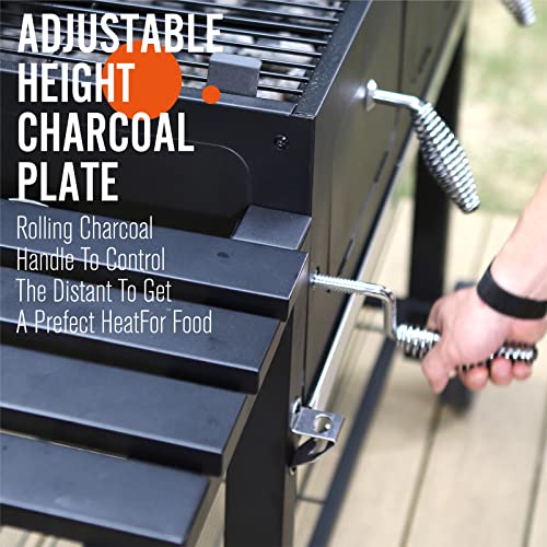 MFSTUDIO Oversize Charcoal Grill, Easy Clean with 794 SQ.IN. Extra Large Cooking Area, BBQ Grill For Outdoor Camping and Family & Friends Gathering, Black