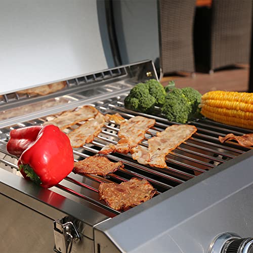 Monument Grills Tabletop Propane Gas Grill for Outdoor Portable Camping Cooking with Travel Locks, Stainless Steel High Lid, and Built in Thermometer