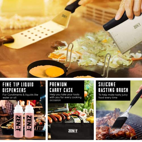 Zen-T - 14 Piece Grill Griddle Tool Kit - Griddle Accessories for Blackstone - Professional Grade Stainless Steel BBQ Tools - Perfect Grilling Utensils for All Your Grilling Needs + Bonus Recipe Ebook