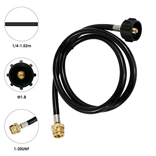 Uniflasy Propane Tank Adapter Hose 5 Feet 1lb to 20lb Converter for QCC1/ Type1 Propane Tank, LP and Gas Grill Replacement Hose Adapter Conversion Kit, 16.4oz Tank Converter Connects Barbeque Assembly