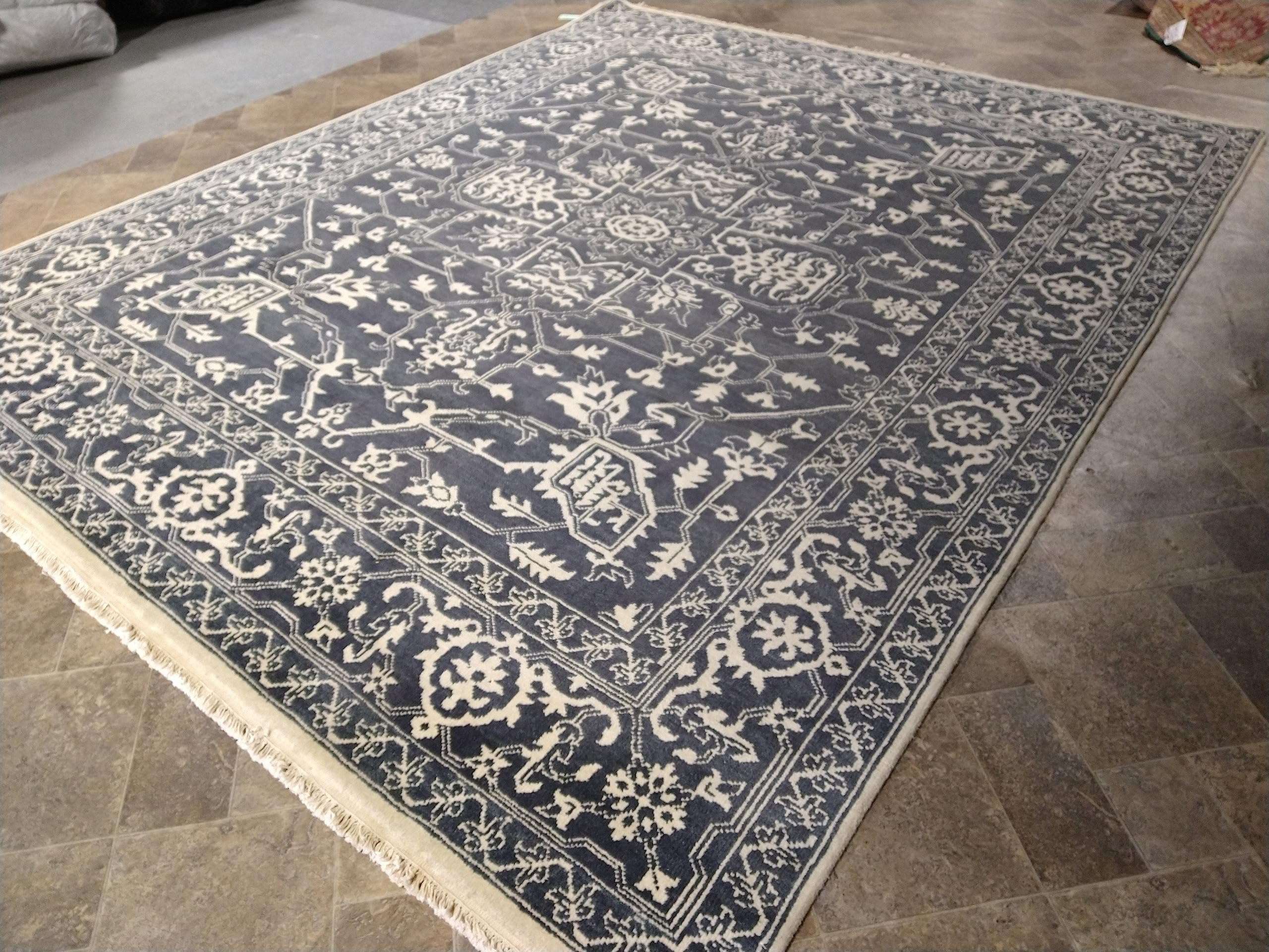 8' x 10' Gray New OUSHAK Rug Handmade Wool Capret#75795