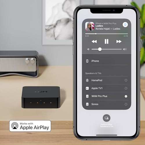 WiiM Pro Plus AirPlay 2 Receiver, Google Cast Audio, Multiroom Streamer with Premium AKM DAC, Voice Remote, Works with Alexa/Siri/Google, Stream Hi-Res Audio from Spotify, Amazon Music, Tidal and More