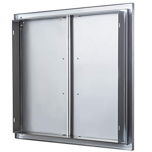 Outdoor Kitchen Doors- 30"W x 21"H - Stainless Steel BBQ Double Access Door,Flush Mount for Outdoor Kitchen and BBQ Island