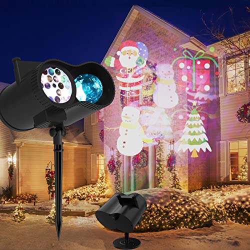 Halloween Christmas Projector Lights Outdoor Projection Light LED Show with 20 Slides Patterns 10 Colors Ocean Wave Indoor Outside Spotlights for Holiday Party House Landscape Yard Garden Decorations