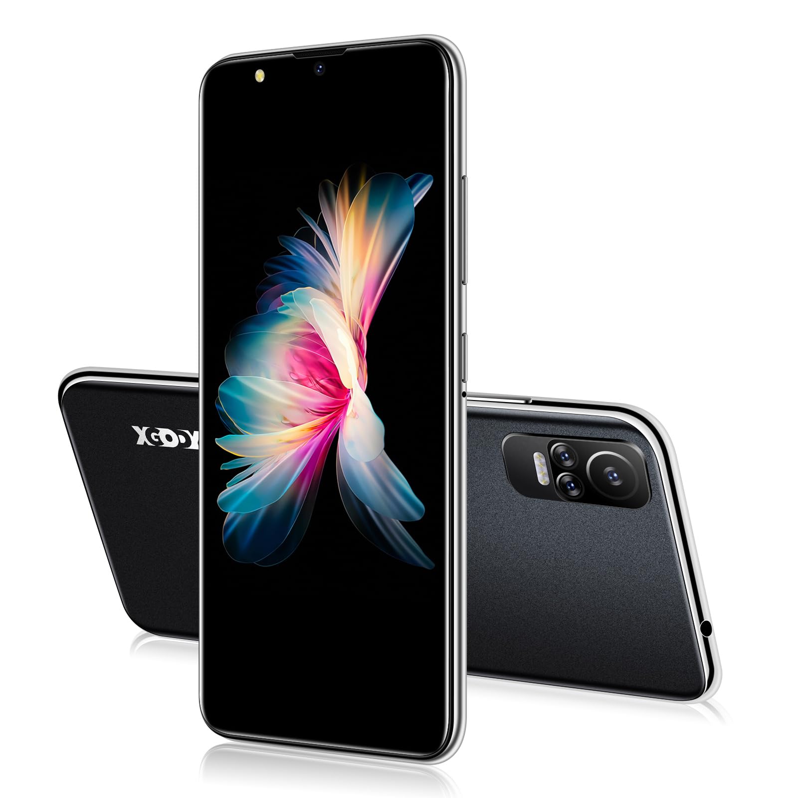 Xgody Unlocked Cell Phones V40, 6 Inch IPS Screen Smartphones, Android 10 OS Dual SIM Cheap Mobile Phone, Quad Core 2GB+16GB, Dual 5MP+5MP Camera, 3000mAh Battery, Face ID Smart Phone (Black)