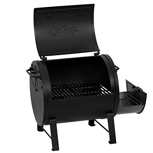 Char-Griller E82424 Smoker Side Fire Box Portable Charcoal Grill, Black & 3737 Outlaw Expandable Grill Cover, Black