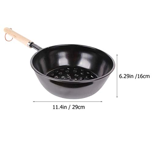 Hemoton Charcoal Burner Hookah Coal Burner Charcoal Starter Charcoal Burning Pot Hookah Bowl Barbecue Charcoal Burning Tool with Wodden Handle for Shisha Camping BBQ Black