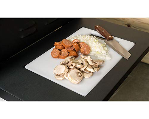 Blackstone 5012 Accessory for 36 Premium Griddle Side Shelf with Dishwasher Safe Cutting Board, Garbage Bag, Paper Towel Holder to Ease Outdoor Cooking (Black)
