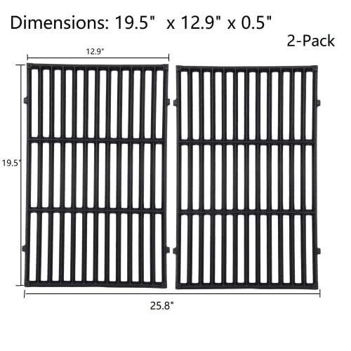 GasSaf 19.5 inch Grill Grates Replacement for Weber 7524, 7528, Genesis 300 E310 E320 E330 S310 S320 S330 EP310 EP320 EP330 Gas Grill, Set of 2 Cast Iron Cooking Grid Grates(19.5" x 12.9" x 0.5")