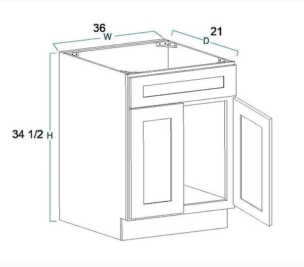 La Royal White Shaker Sink Base Bathroom Vanity Ready-to-Assemble Cabinet 36" Width
