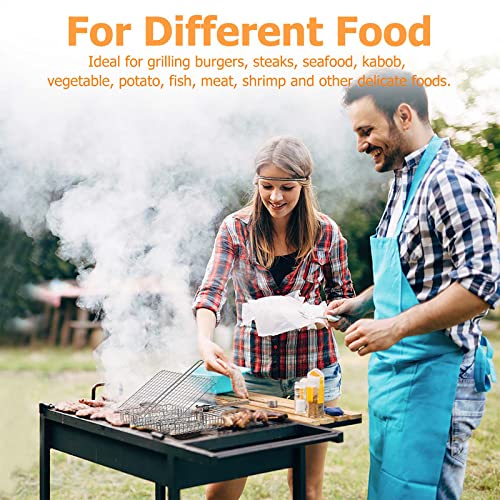 ORDORA Grill Basket, Fish Grill Basket, Rustproof Stainless Steel BBQ Grilling Basket for Meat,Steak, Shrimp, Vegetables, Chops, Heavy Duty Grill Basket Outdoor Grill Accessories