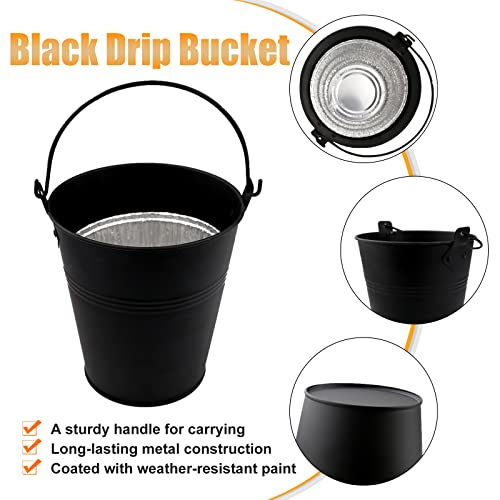 Hisencn Drip Grease Bucket and 15-Pack Foil Liners Replaces for Traeger, Pit Boss, Oklahoma Joe's Pellet Grill Smokers, Black