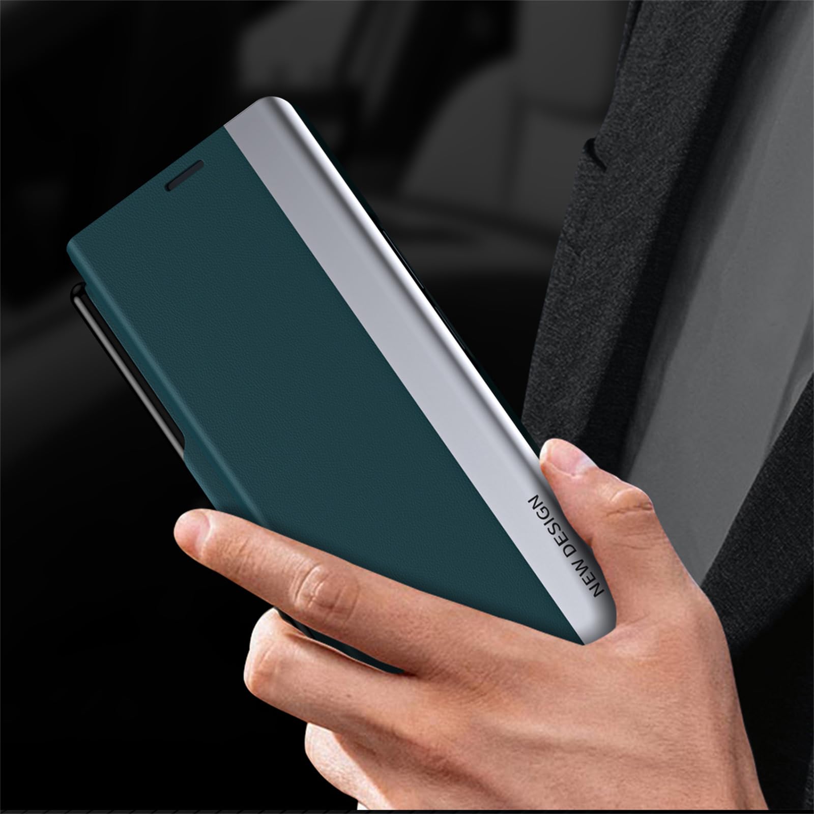 Ephoou Compatible with Samsung Galaxy Z Fold 5 Phone Case with S Pen Slot and S Pen Replacement, Full Body Protective Cover Flip PU Leather [Kickstand Feature] for Samsung Galaxy Z Fold5 QHCX-Green