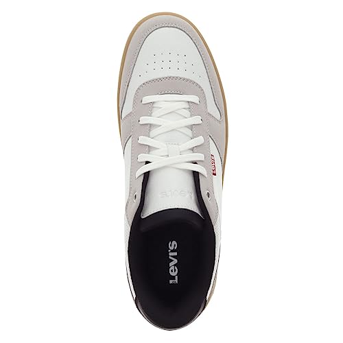 Levi's Mens Drive Lo 2 Vegan Leather Casual Lace Up Sneaker Shoe, Winter White/Gum, 12 M