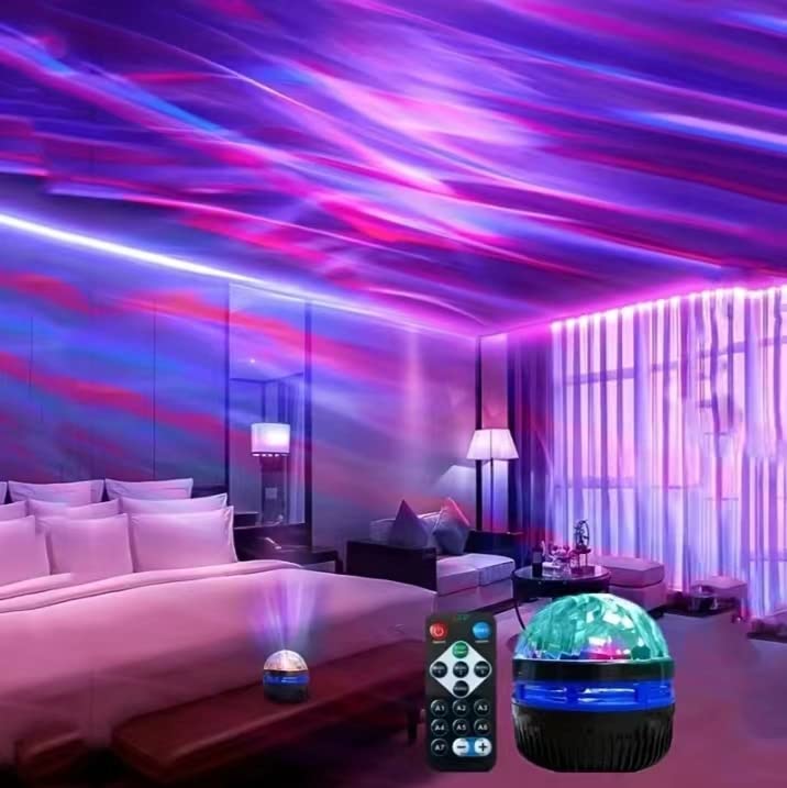1pc Starry Projector Light With 7 Color Patterns &Remote Control,Multifunctional Polar ProjectorNight Light For Bedroom Atmosphere