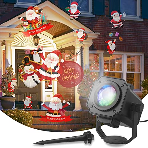 Dr. Prepare Holiday Projector Lights Outdoor, Christmas Lights Projector with 12 Patterns and Ground Stake, Waterproof Outdoor Christmas Decorations for Party, Home, Yard, Garden