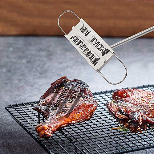 BBQ Meat Branding Iron with Changeable Letters and a Handy Draw- Great for Branding Steaks Burgers Chicken