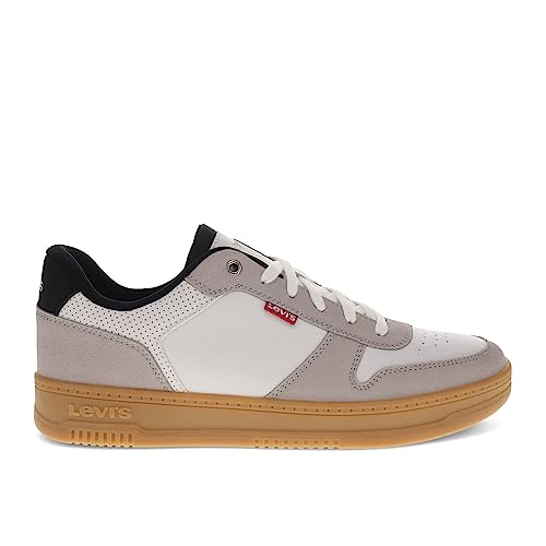 Levi's Mens Drive Lo 2 Vegan Leather Casual Lace Up Sneaker Shoe, Winter White/Gum, 12 M