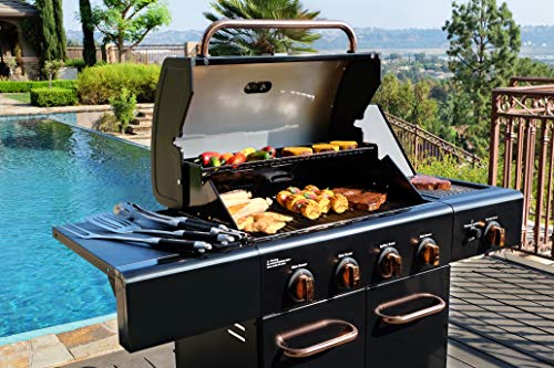 Kenmore PG-A40409S0LB-2 4 Burner Cabinet Style Propane Gas BBQ Grill with Searing Side Burner, 52000 Total BTU, Black and Copper
