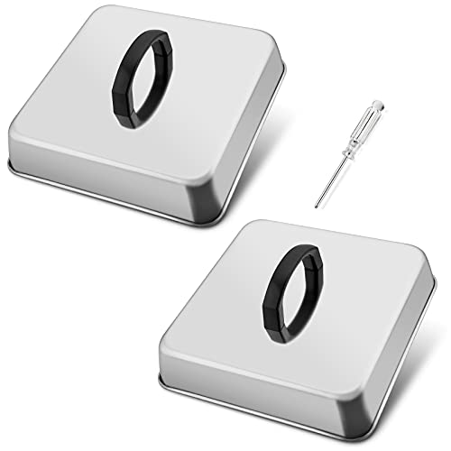 HaSteeL Square Cheese Melting Dome, Stainless Steel 9â
x 9â
x 2 Inch Steaming Basting Cover, Heavy Duty Griddle Grill Accessories for Flat Top Teppanyaki Cast Iron BBQ Outdoor Kitchen Cooking, 2 Packs