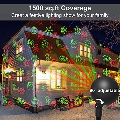 Christmas Lights Outdoor Laser Projector Waterproof Outside Xmas Projection Light Show Led Spotlight Display Lazer Landscape Lighting for Holiday Halloween Yard Garden Decorations