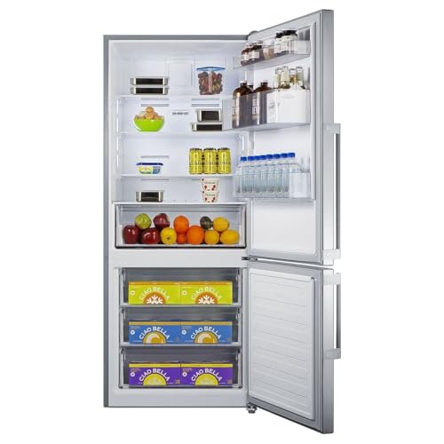 Summit FFBF283SS 28" Wide Bottom Freezer Refrigerator, 14 cu.ft, Stainless Steel Door, LED Lighting, ENERGY STAR Certified, Perfect for Apartments and Small Kitchen- Without Icemaker