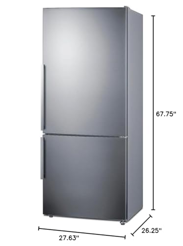 Summit FFBF283SS 28" Wide Bottom Freezer Refrigerator, 14 cu.ft, Stainless Steel Door, LED Lighting, ENERGY STAR Certified, Perfect for Apartments and Small Kitchen- Without Icemaker