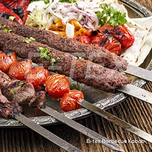 E-tex Flat Barbecue Kabob Skewers,Long Bbq Kabab Skewers,Grey,19 Inc,Set of 6