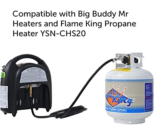 Flame King FK-HTR-QC12FT Propane Gas 3/8" Quick Connect Hose Adapter 20LB Tank Regulator Kit for Buddy Mr Heaters, 12.5 Ft, Black