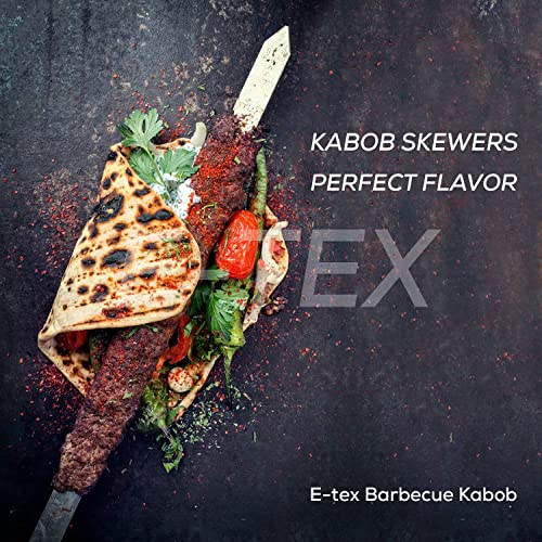 E-tex Flat Barbecue Kabob Skewers,Long Bbq Kabab Skewers,Grey,19 Inc,Set of 6