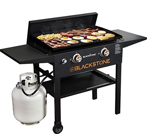 Blackstone 1924 28 Inch Camp Gas Griddle with Hard Cover Heavy Duty Flat Top Griddle Grill Station for Kitchen, Camping, Outdoor, Tailgating, Tabletop, Countertop Black