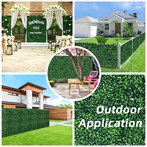 TOPNEW 12PCS Artificial Boxwood Topiary Hedge Plant UV Protection Indoor Outdoor Privacy Fence Home Decor Backyard Garden Decoration Greenery Walls 20" X 20"