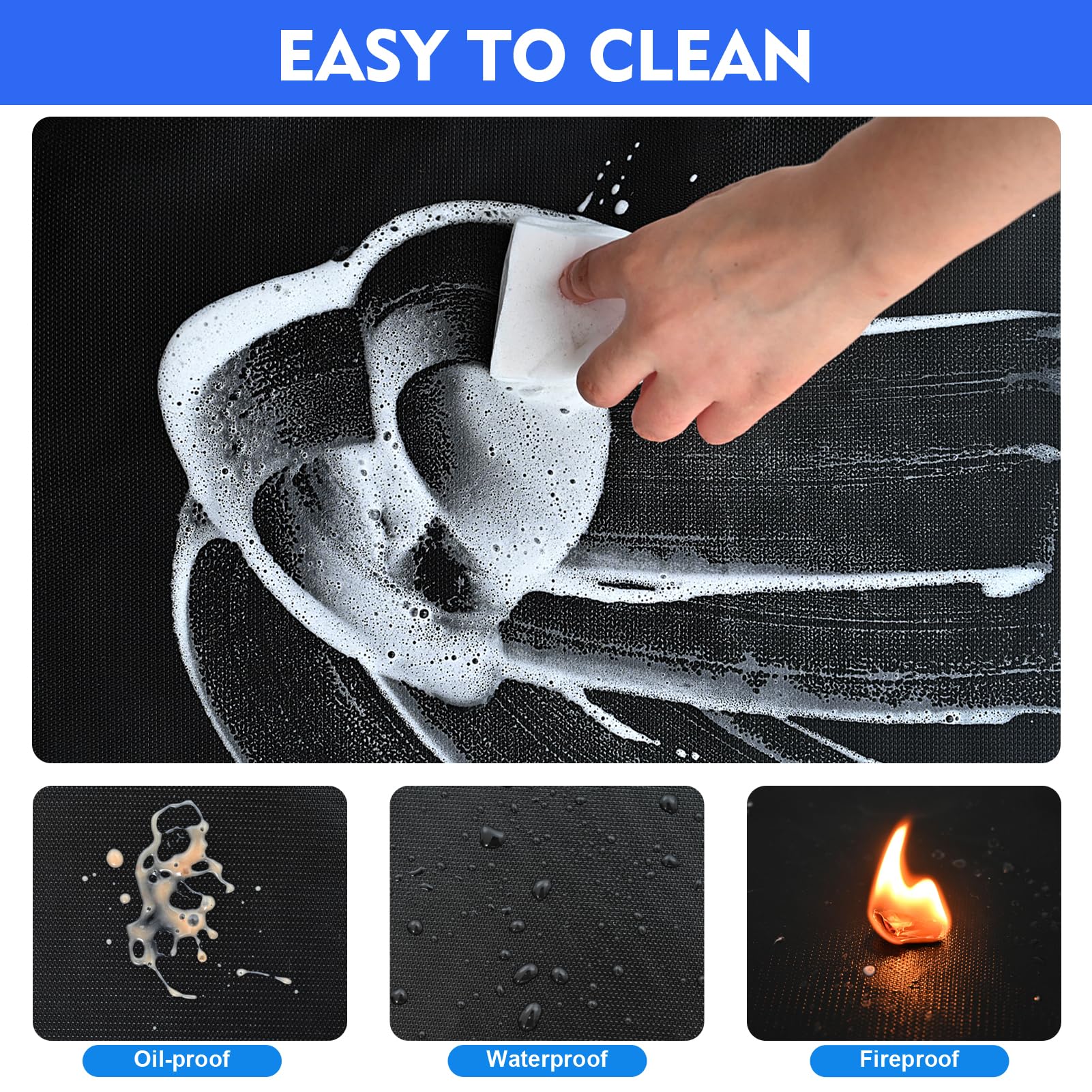 KOYLIM Under Grill Mats for Outdoor Grill - 60 × 45 inches Deck and Patio Protector Double-Sided Fireproof Mat - Oilproof Waterproof BBQ Mat for Under BBQ - Fire Pit Pads Indoor Floor Fireplace Mat